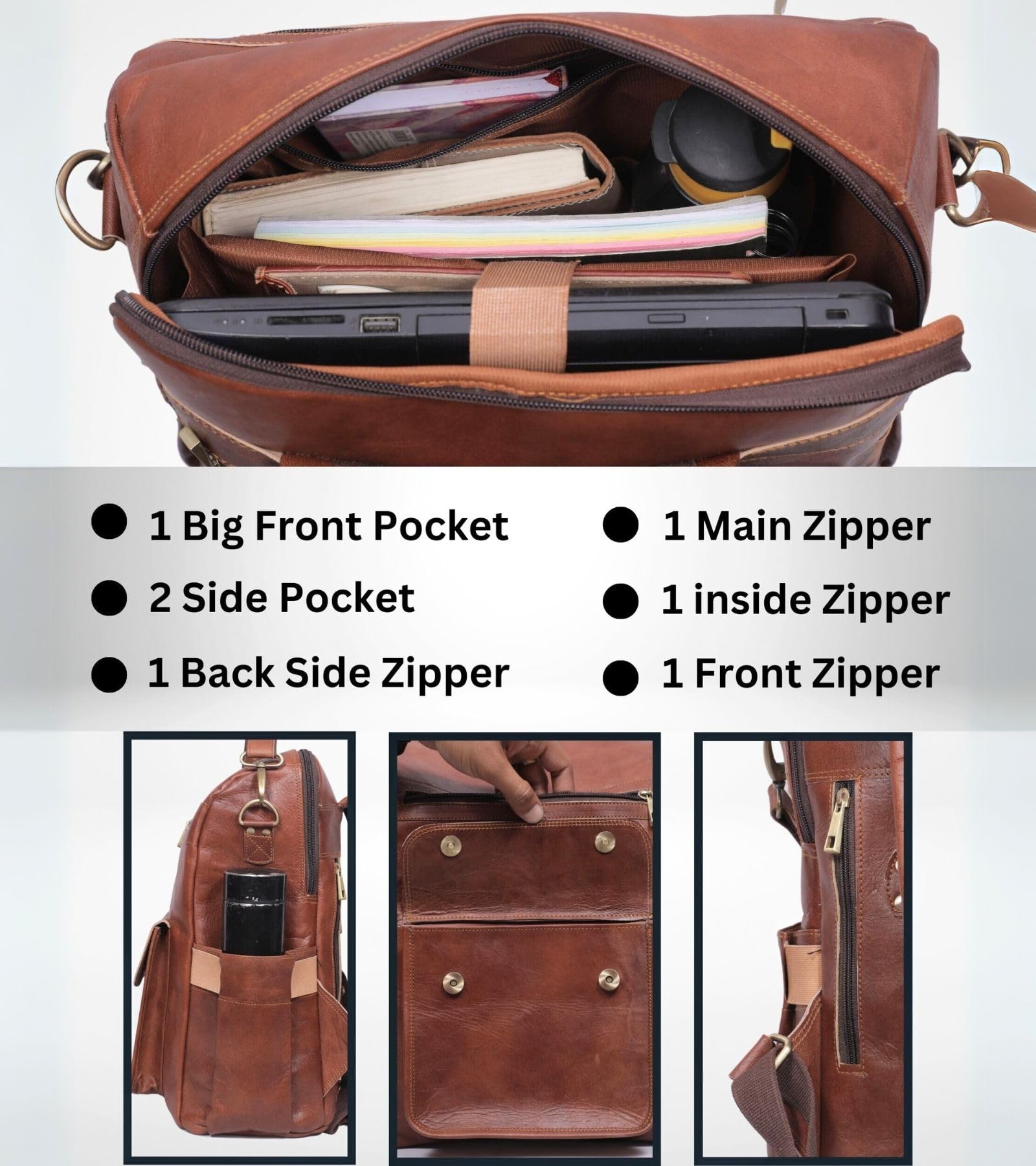Genuine Leather Laptop Backpack for Women Designer Brown Leather Backpack Purse with 15.6-inch Laptop Computer Compartment Best for Work, Travel, and Daily Use