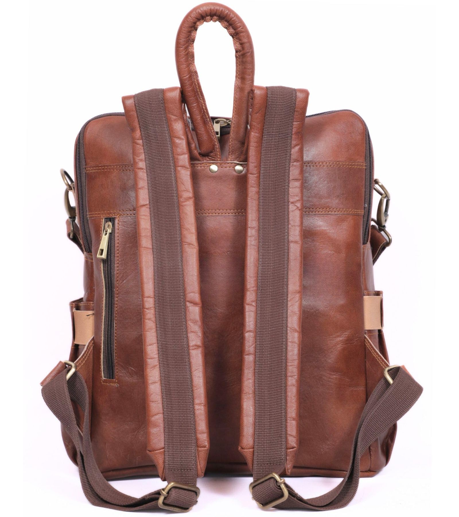 Genuine Leather Laptop Backpack for Women Designer Brown Leather Backpack Purse with 15.6-inch Laptop Computer Compartment Best for Work, Travel, and Daily Use
