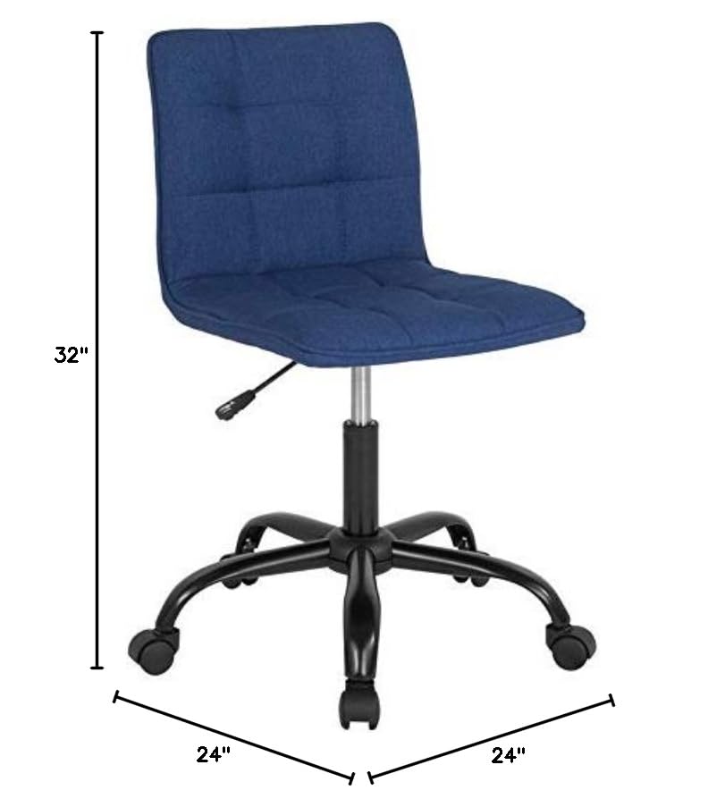 Pemberly Row Contemporary Mid Back Tufted Swivel Office Chair in Blue