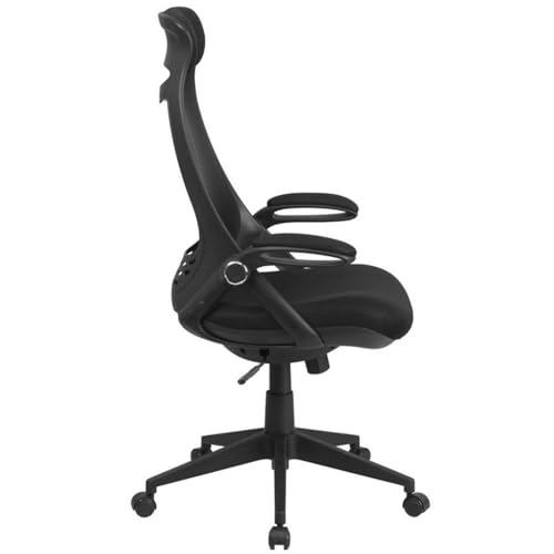 Pemberly Row Contemporary High Back Mesh Swivel Office Chair in Black