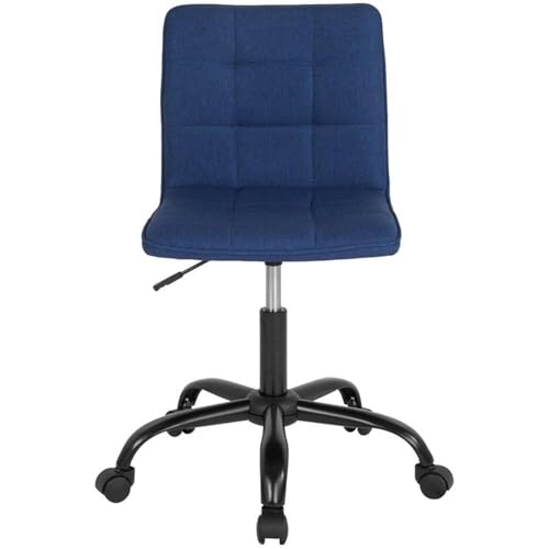 Pemberly Row Contemporary Mid Back Tufted Swivel Office Chair in Blue