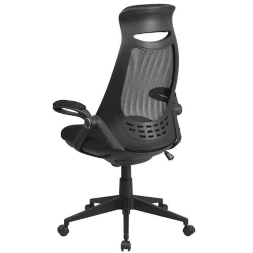 Pemberly Row Contemporary High Back Mesh Swivel Office Chair in Black