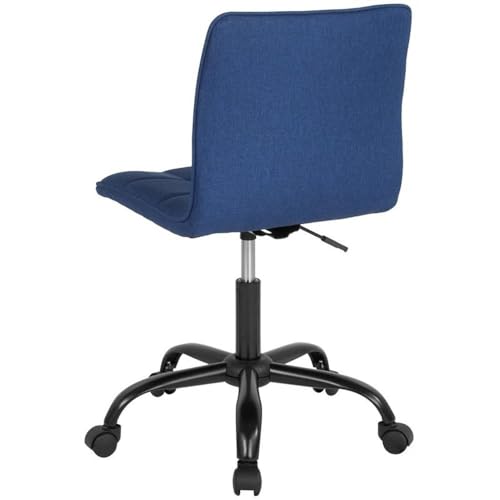 Pemberly Row Contemporary Mid Back Tufted Swivel Office Chair in Blue