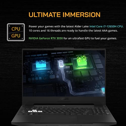 Asus TUF F15 15.6'' WQHD 144Hz Gaming Laptop, Intel 12th Core i7-12650H, NVIDIA GeForce RTX 3050 Graphics, 64GB DDR5 RAM, 2TB PCIe SSD, Backlit Keyboard, Win 11, Black, 32GB USB Card (Renewed)
