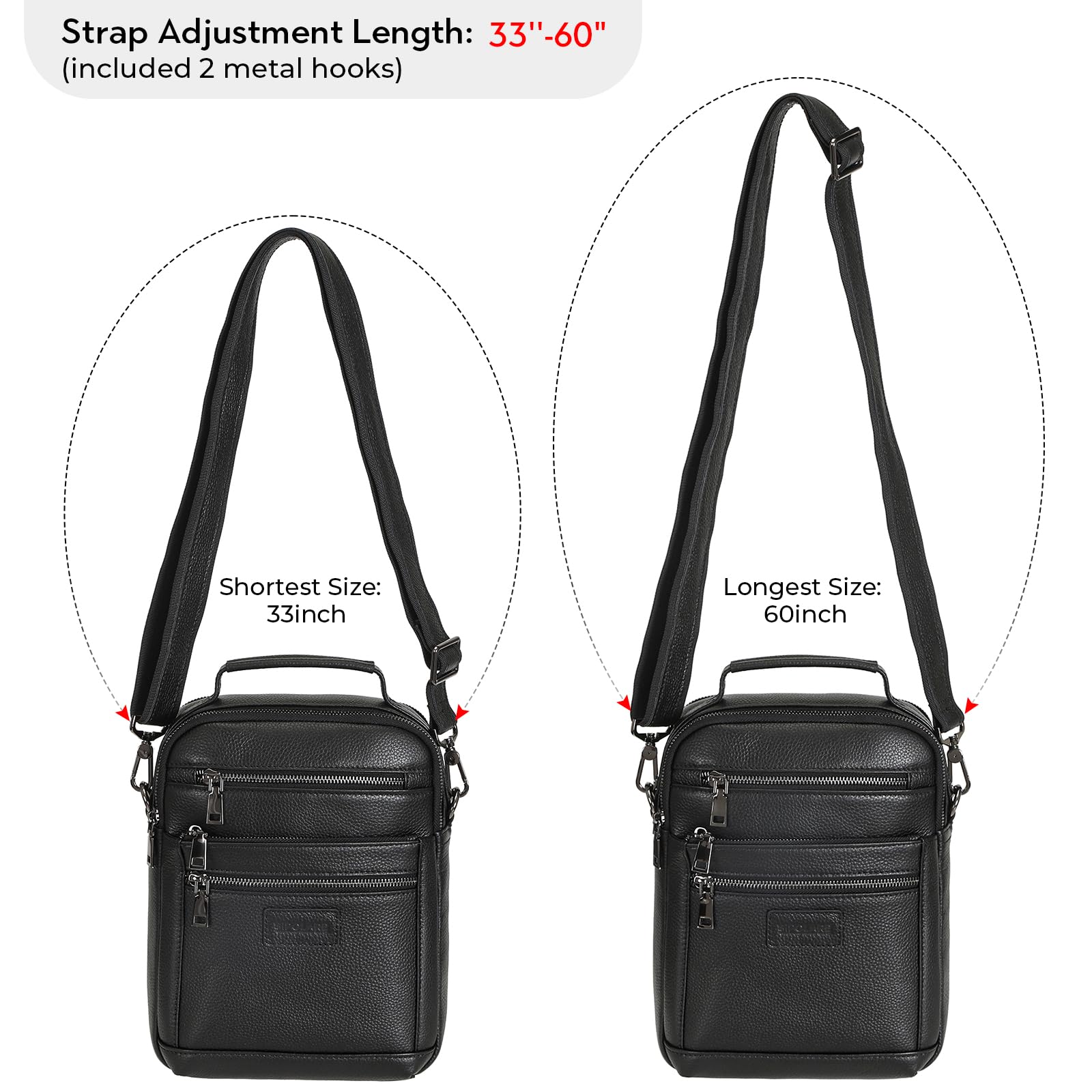 Polare Italian Cowhide Leather Messenger Bag Waterproof Chest Shoulder Crossbody Bag Casual Sling Business Handbag for Men