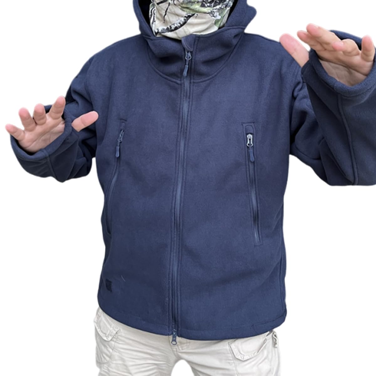 Akivide Men's Tactical Fleece Zip Up Hooded Sweatshirt Casual Vintage Long Sleeve Pullover Winer Thick Hoodie with 5 Pockets