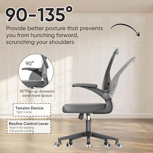 TJ HOMOFU Ergonomic Office Chair, Desk Chair,Home Office Swivel Task Chair with Adjustable Height, Lumbar Support and Backrest 90-120 Adjustable Computer Executive Desk Chair,Black