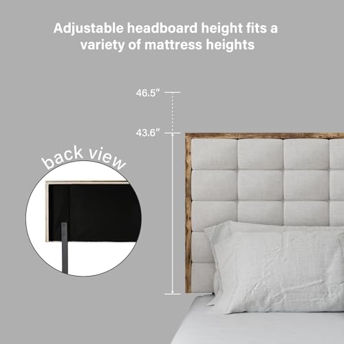 CHABUILDREARK Full Bed Frame, Wood Full Size Platform Bed Frame with Headboard, Metal Slats Support/Linen Fabric/Soft Upholstered Headboard/No Box Spring Needed/Easy Assembly