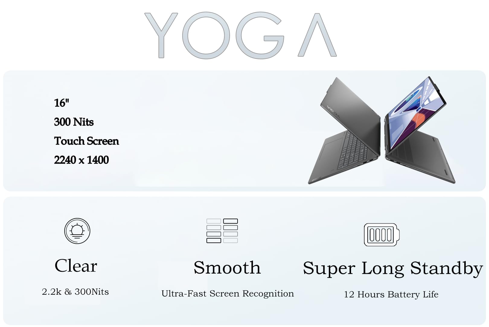 Lenovo Yoga 7i 2-in-1 14" 2.2K 16:10 300Nits Multitouch Slim Laptop - Intel Evo 10-Core i5-1335U - 2 x Thunderbolt 4 - Fingerprint Reader - Storm Grey Win11 Pro W/Cloth (8GB RAM | 512GB SSD)