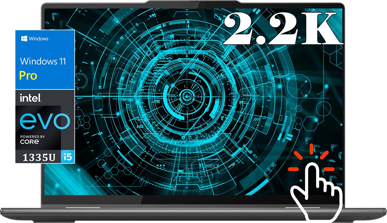 Lenovo Yoga 7i 2-in-1 14" 2.2K 16:10 300Nits Multitouch Slim Laptop - Intel Evo 10-Core i5-1335U - 2 x Thunderbolt 4 - Fingerprint Reader - Storm Grey Win11 Pro W/Cloth (8GB RAM | 512GB SSD)