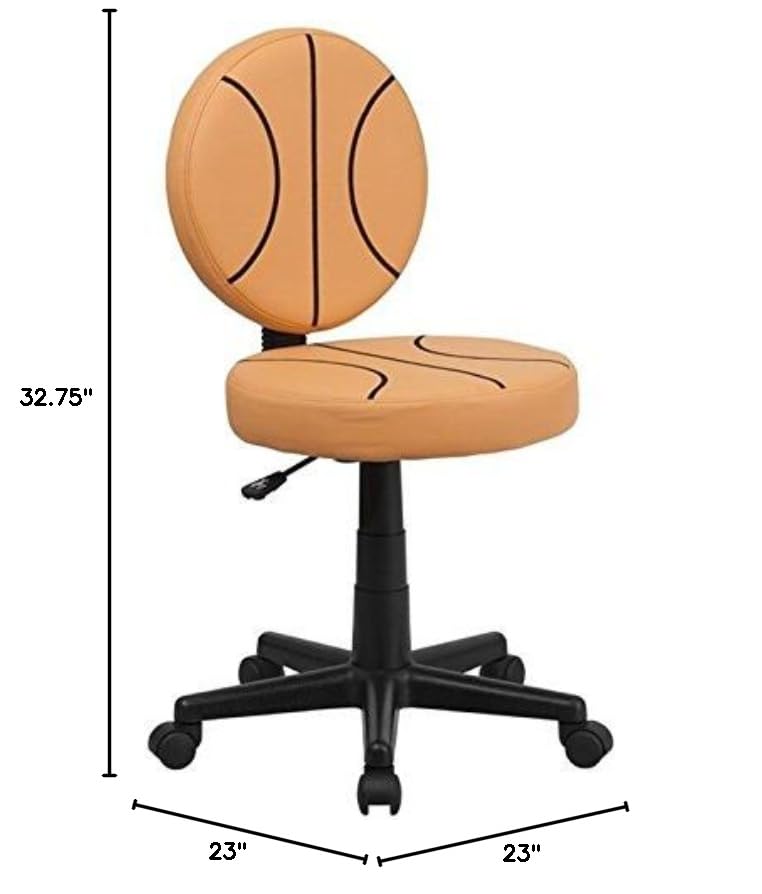 Pemberly Row Basketball Office Swivel Chair in Black and Orange