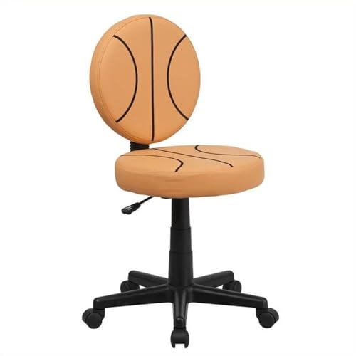 Pemberly Row Basketball Office Swivel Chair in Black and Orange