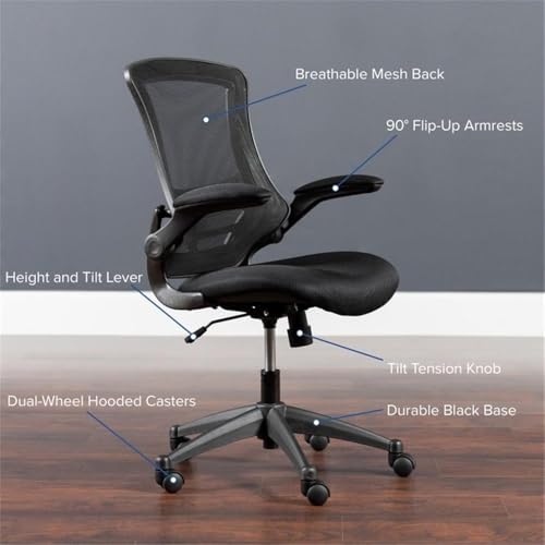 Pemberly Row Contemporary Mid-Back Mesh Office Chair in Black