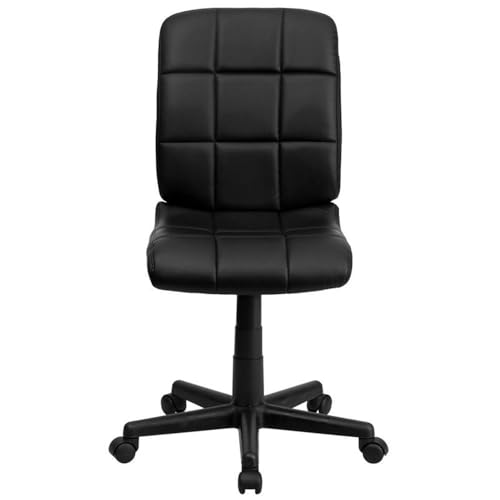 Pemberly Row Contemporary Mid Back Quilted Office Swivel Chair in Black