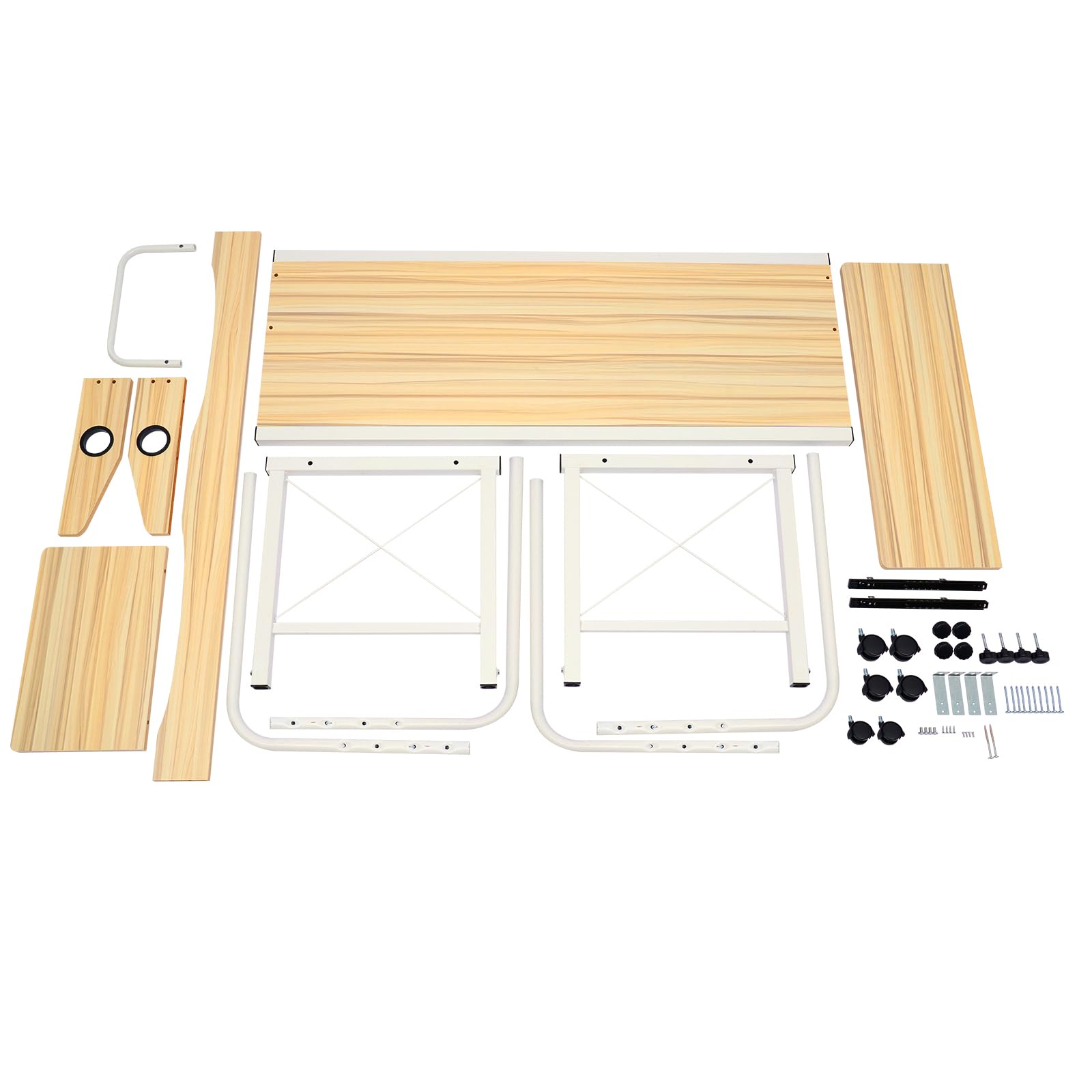 PaNeTnya Mobile Multifunctional Table Computer Desk,Height Adjustable Overbed Table with Wheels,Standing Workstation Laptop Cart,Rolling Bed Desk for Bedroom,Dining Room,Living Room