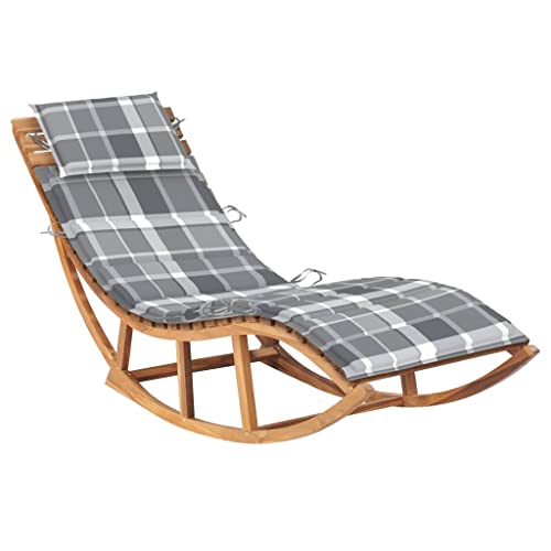 BaraSh Rocking Sun r with Cushion Patio Swivel Rocker Chairs Wooden Recliner Wood Outdoor Chair Wicker Rocking Chair Solid Teak Wood