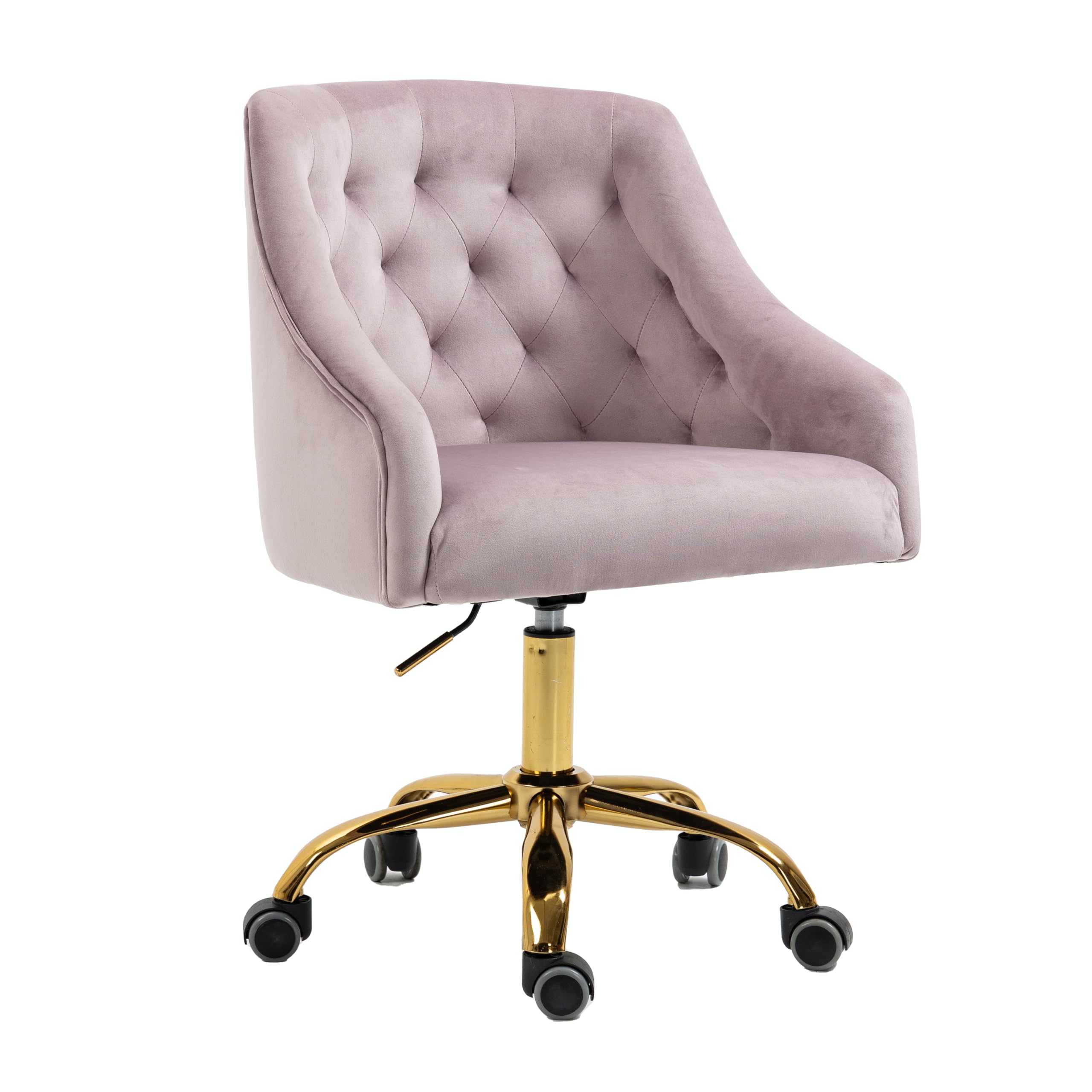 ZOBIDO Comfy Home Office Task Chair with Wheels, Cute Modern Upholstered Velvet Seashell Back Adjustable Swivel Vanity Desk Chair, for Women, for Girls, Living Room, Bedroom(Lilac Purple)