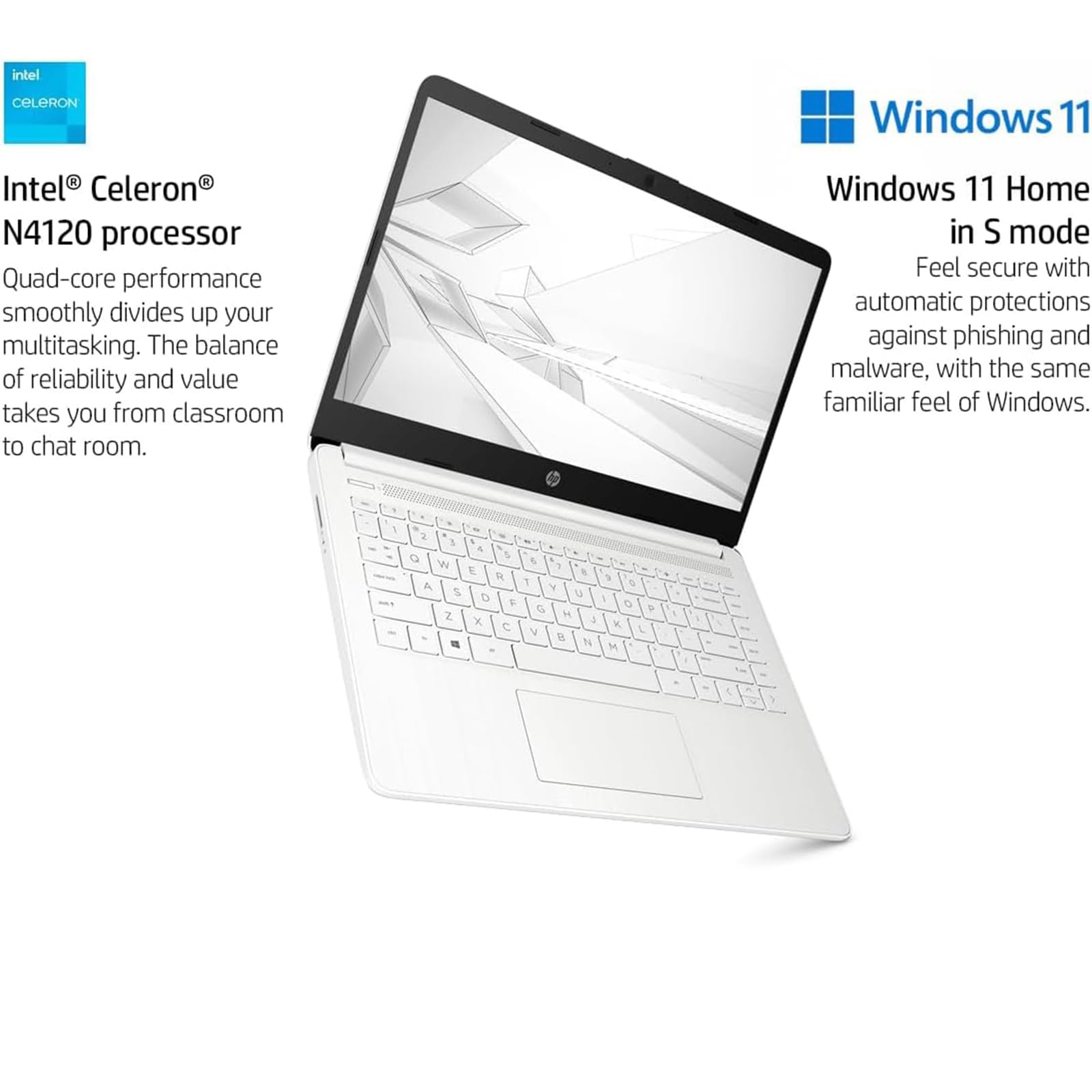 HP 14inch Laptop Windows 11-32GB RAM - 192GB Storage - Quad-core Intel Celeron N4120 - USB C - SD Card Reader - Long Battery Life - Fast Charge - Wireless WiFi 5 - HDMI - School Laptop -Microsoft365
