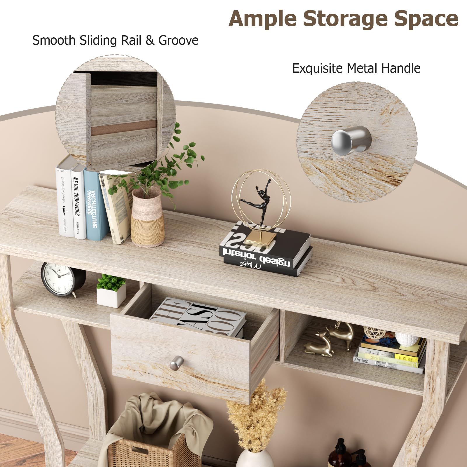 KOTEK 47'' Console Table with Storage Drawer and Shelves, Narrow Sofa Table, Accent Foyer Table, Entryway Table for Hallway, Living Room, Easy Assembly (Grey)