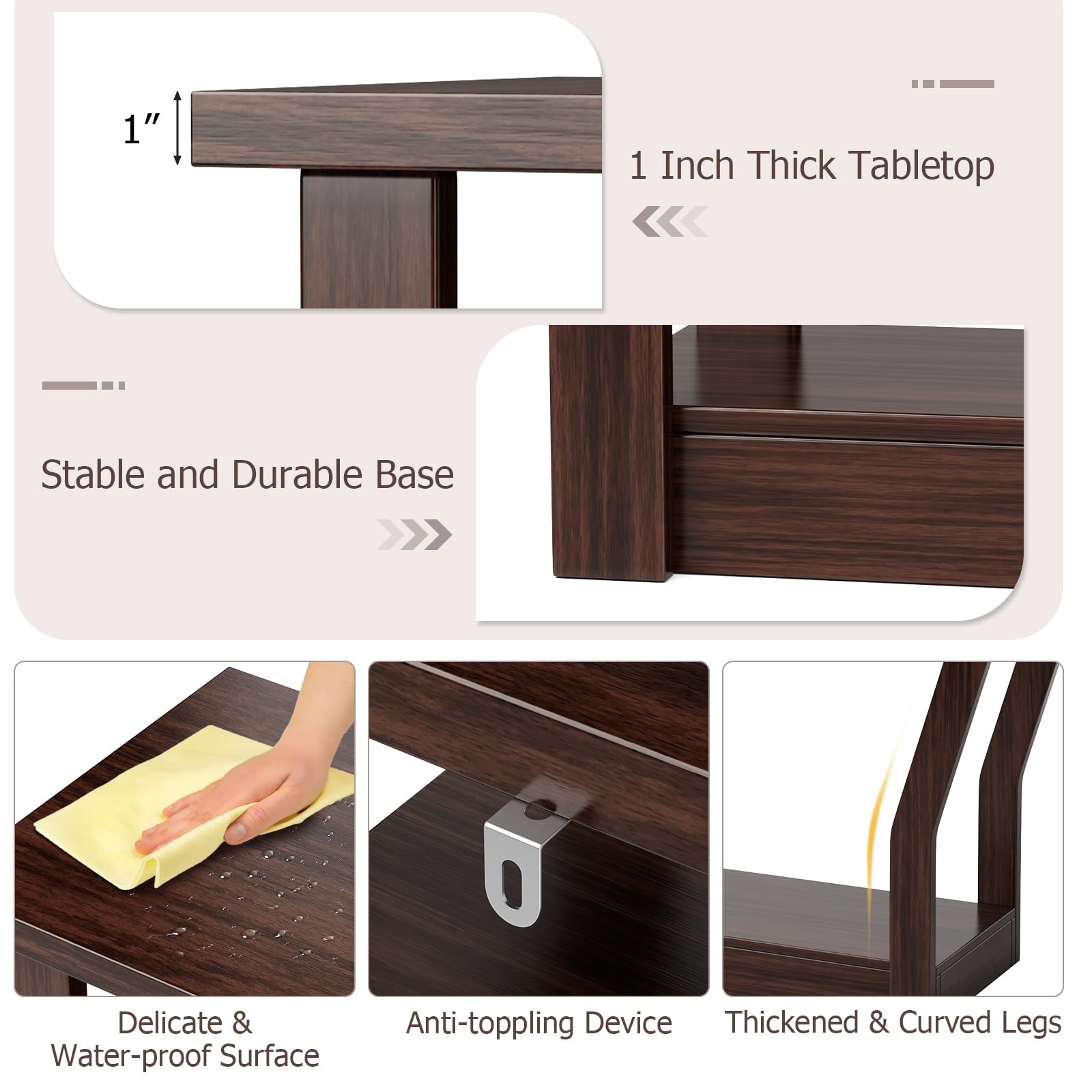 KOTEK 47'' Console Table with Storage Drawer and Shelves, Narrow Sofa Table, Accent Foyer Table, Entryway Table for Hallway, Living Room, Easy Assembly (Coffee)