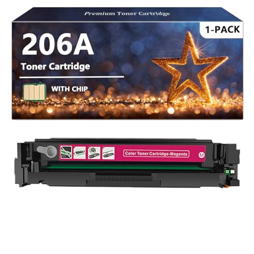 206A Toner Cartridge (with Chip) Compatible for HP W2110A W2111A W2112A W2113A Toner, Work for Color Pro M255dw M255nw MFP M282nw M283 Series Printers, 1 Magenta