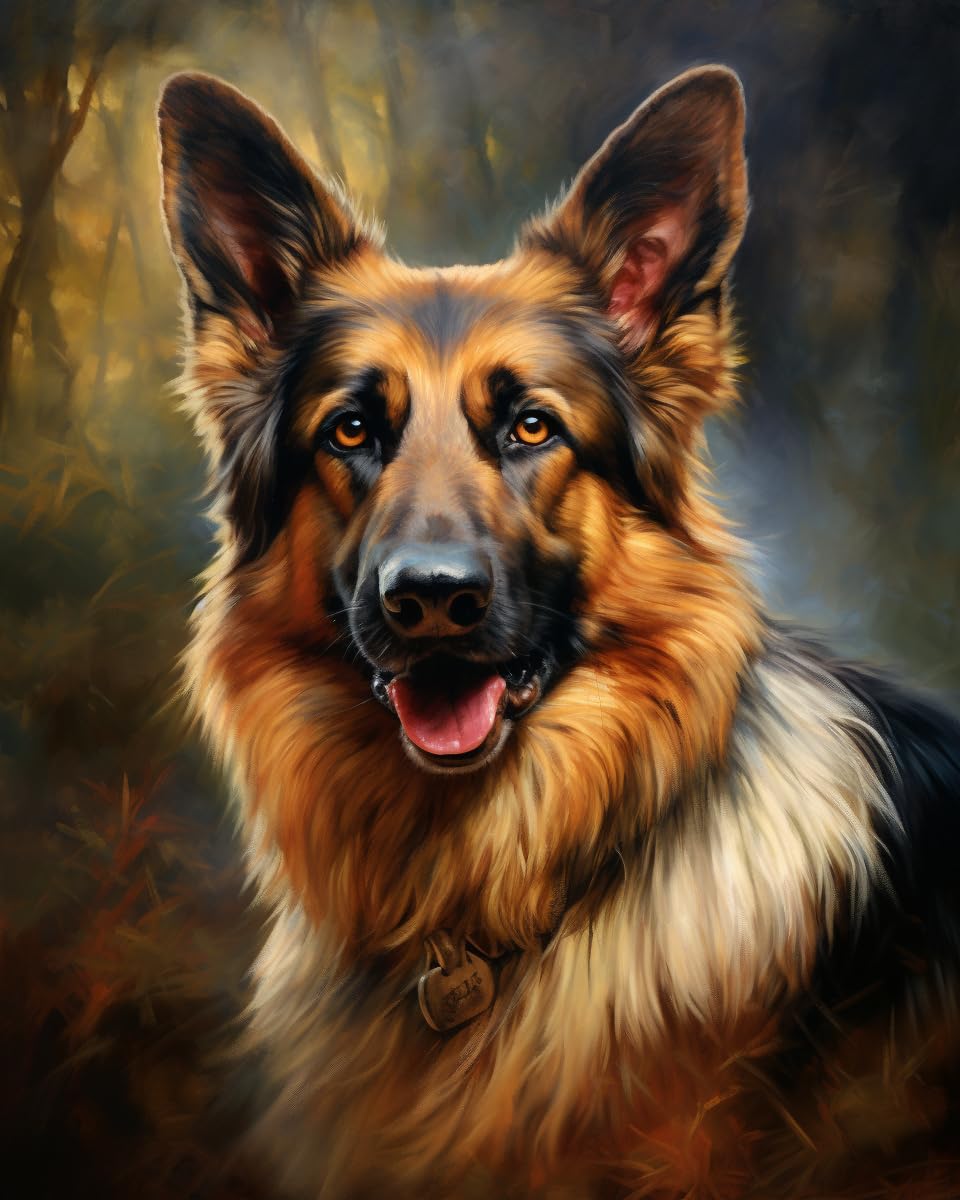 Cross-Stitch Stamped Kits, Emotional German Shepherd Dog, Cross Kits for Adults, Easy Counted Cross Kits for Beginners,16x20inch