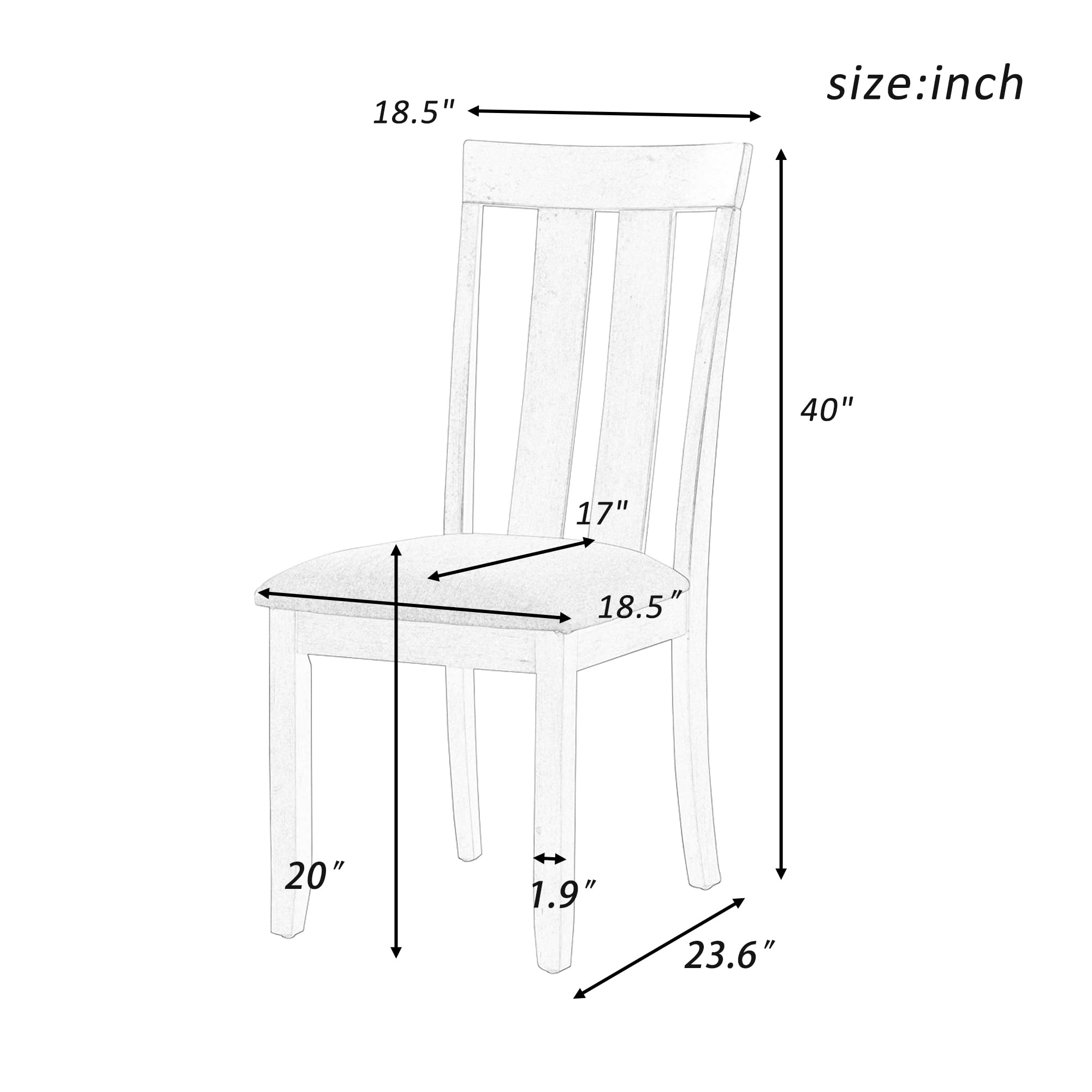 KoiHome Set of 4 Seat Cushions and Curved Back, Soft Fabric Chairs with Solid Wood Legs for Indoor Dining Room, Restaurant, Kitchen, Veneer Birch Finish (Espresso)