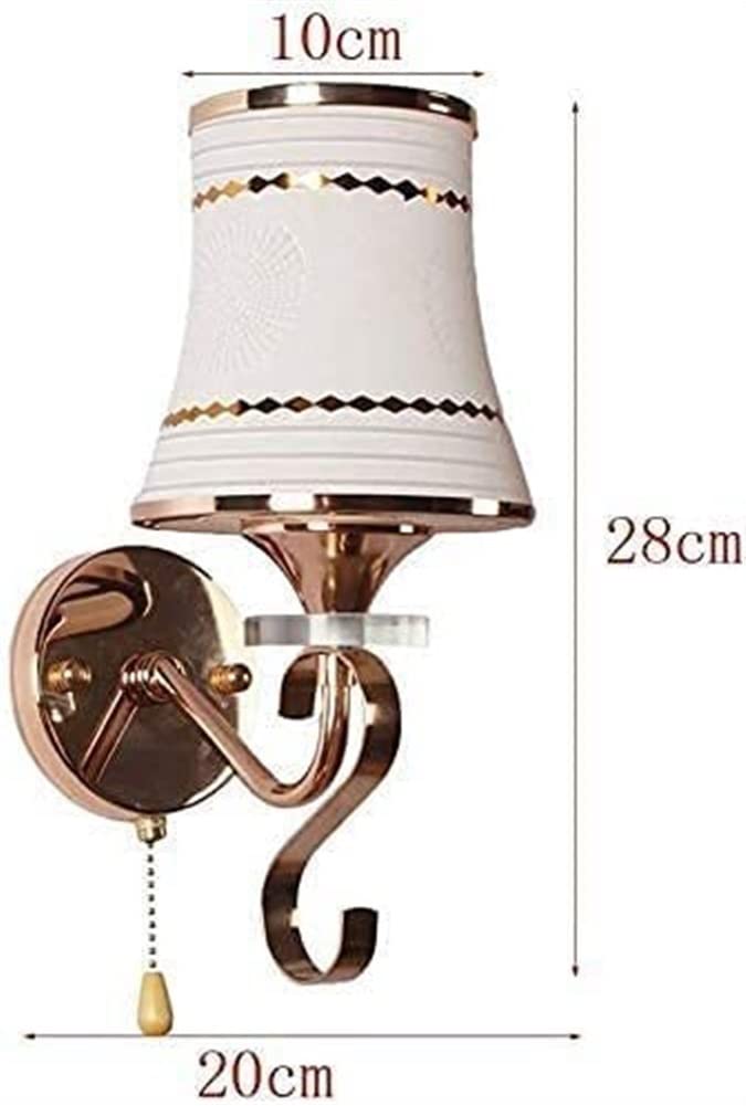 BytheM Wall Lamp White Glass Shade Wall Light Fixtures Golden Finish Retro Indus Candle Crystal Wall Sconce with Pull Cord On/Off Switch Wall Mount Lighting Fixture
