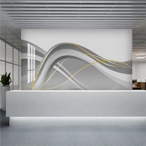 3D Abstract Gray Marble Wall Murals, Modern Stylish Curved Lines Mural Wallpaper, Wall Decal Light Texture Easy Care Apply to Bathroom Kitchen Dining Room(118"W x 82.7"H)