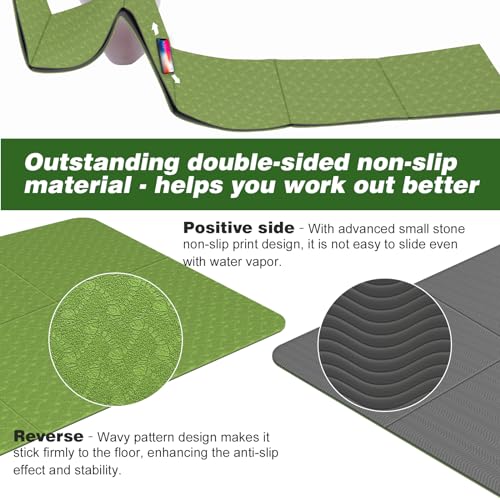 WEme Yoga Mat 1/4-Inch Thick Folding Yoga Mat TPE Eco-friendly High Density Anti-Tear Non-Slip Exercise & Fitness Mat, Foldable Easy Multipurpose Exercise Mat for Pilates, Home Workout