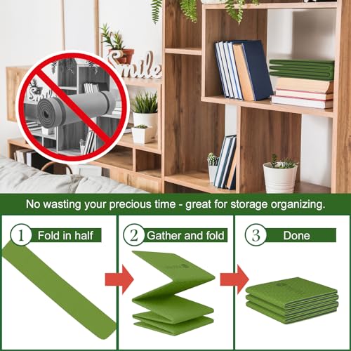 WEme Yoga Mat 1/4-Inch Thick Folding Yoga Mat TPE Eco-friendly High Density Anti-Tear Non-Slip Exercise & Fitness Mat, Foldable Easy Multipurpose Exercise Mat for Pilates, Home Workout