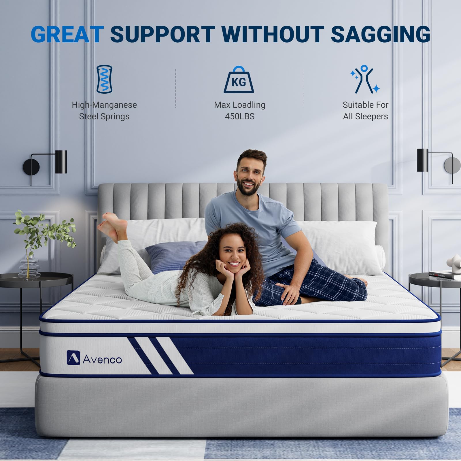 Avenco Queen Size Mattress, 10 Inch Hybrid Queen Mattress in a Box with Memory Foam & Pocket Coils, Medium Firm Queen Bed Mattresses CertiPUR-US Certified & 10 Year Warranty