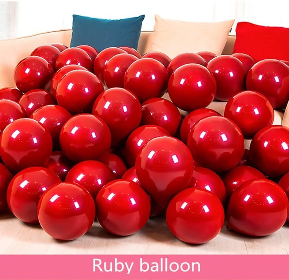 Siticoto 50pcs Ruby Red Gold Confetti Latex Balloons, 12 inch Clear Confetti Balloons and Red Round thick Ruby Double Latex Balloons for Love Bride Wedding Valentine Day Party