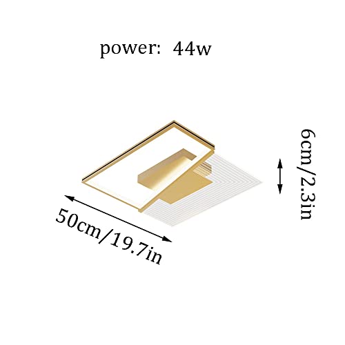 MayNuo Simple Style Led 3 Color Temperatures Dimmable Flush Mount Ceiling Light,Gold Square Lighting Fixtures,Contemporary Art Modeling Ceiling Lamp,for Bar, Living Room Ceiling Light/50Cm