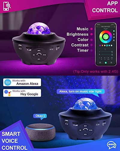 Oxycute Galaxy Projector, RGB Star Projector Working with Alexa & Google Assistant, LED Galaxy Light with Bluetooth Music Speaker, Timer, Voice Control Collage Dorm Decoration Lamp for Bedroom