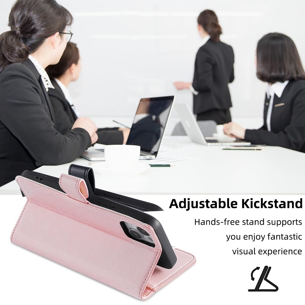 Arseaiy Wallet Case for Oppo Reno 6 Pro 5G(MediaTek) Flip Phone Case with Crossbody Strap Magnetic Handbag Zipper Pocket PU Leather Shockproof with Kickstand Phone Shell Pink