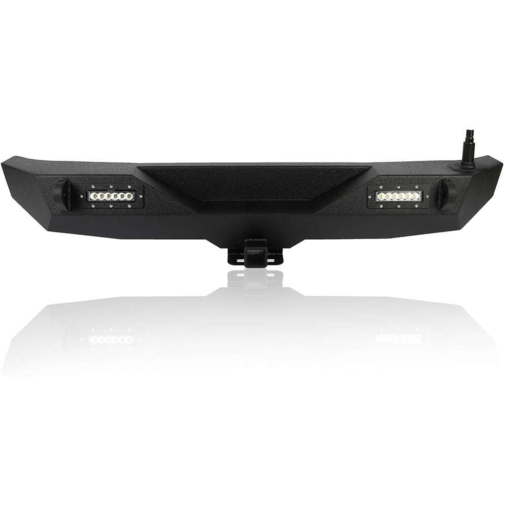 SCITOO Rront Bumper and Rear Bumper w/Tire Carrier Textured Black for 2007-2018 for Jeep Wrangler JK Rock Crawler Bumper w/Winch Plate with D-ring