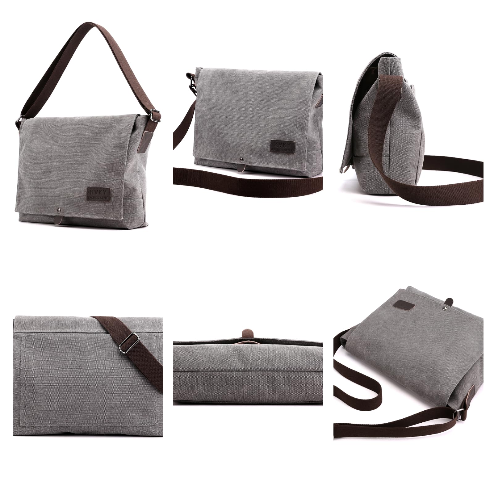 XHUMORG Canvas Messenger Bag Travel Shoulder bag 13.3" Laptop Bags Satchel Crossbody Bag for Men (khaki)