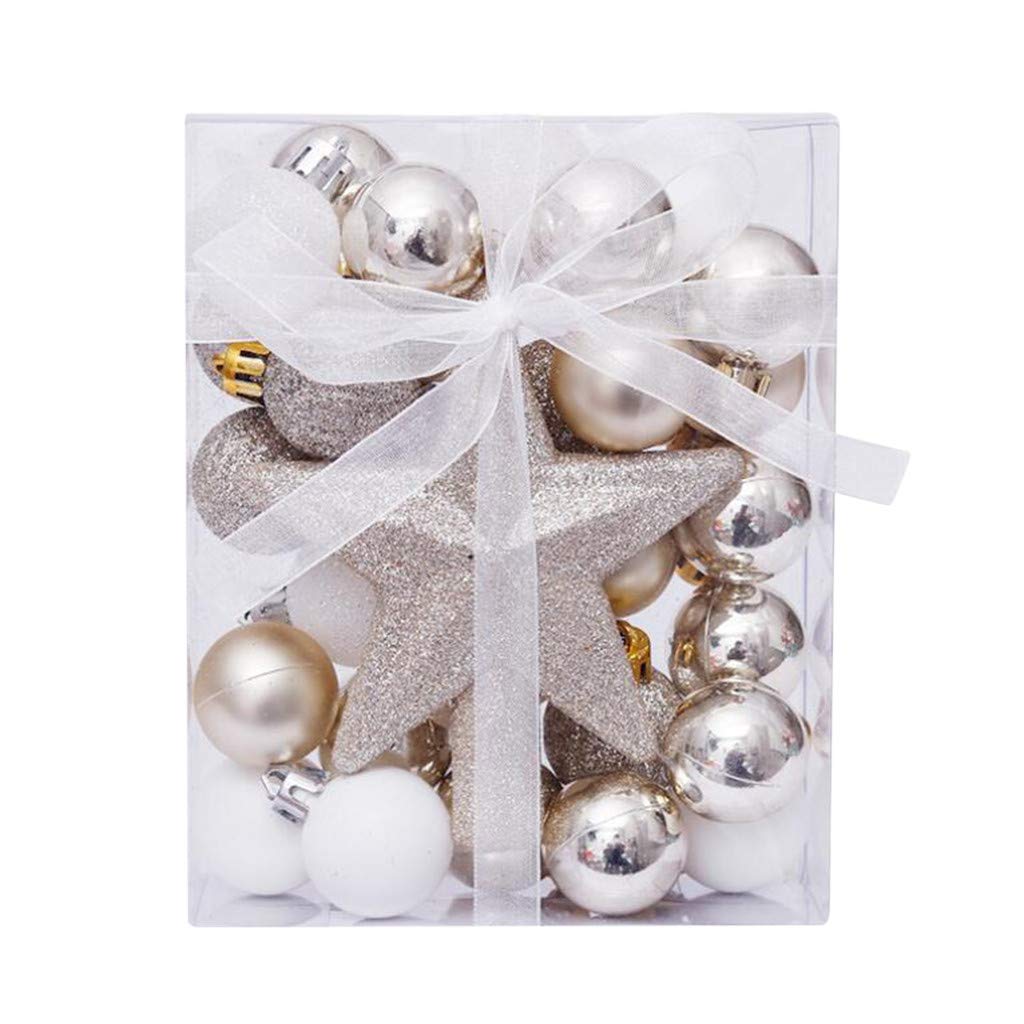 QAZIUY 30Pcs Christmas Balls Ornaments Set Mini Shatterproof Plastic Christmas Tree Decorations, Wedding, Engagement, Anniversary, Party Gift