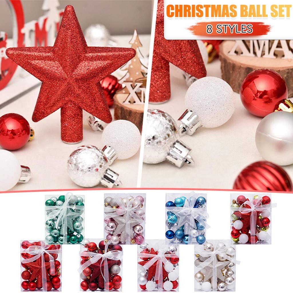 QAZIUY 30Pcs Christmas Balls Ornaments Set Mini Shatterproof Plastic Christmas Tree Decorations, Wedding, Engagement, Anniversary, Party Gift