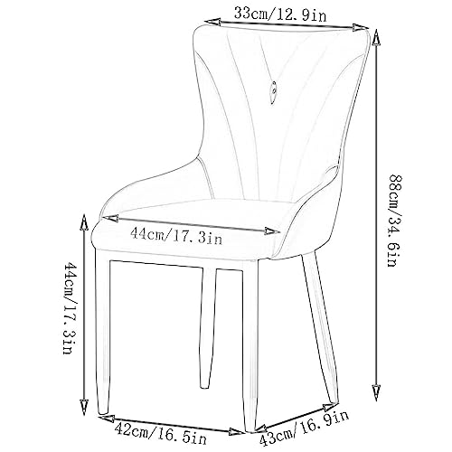 RILOOP Dining Chairs Modern Pu Leather High Back Padded Soft Seat Sturdy Carbon Steel Metal Legs Living Room Chairs/Light Gray