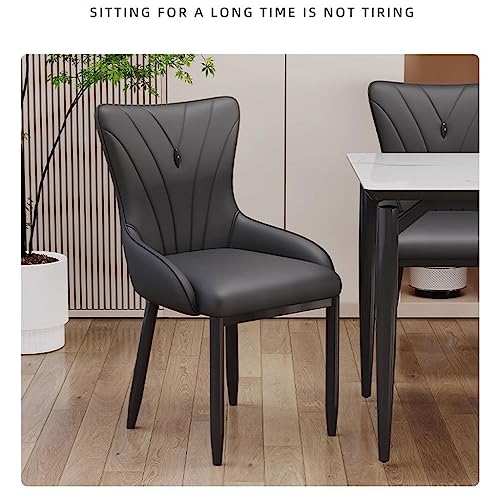 RILOOP Dining Chairs Modern Pu Leather High Back Padded Soft Seat Sturdy Carbon Steel Metal Legs Living Room Chairs/Light Gray