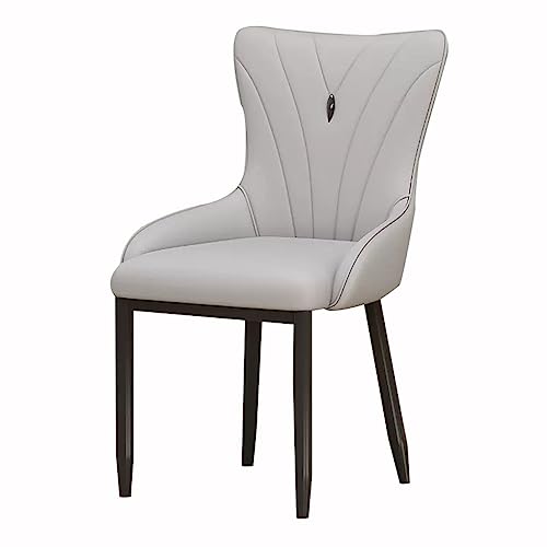 RILOOP Dining Chairs Modern Pu Leather High Back Padded Soft Seat Sturdy Carbon Steel Metal Legs Living Room Chairs/Light Gray