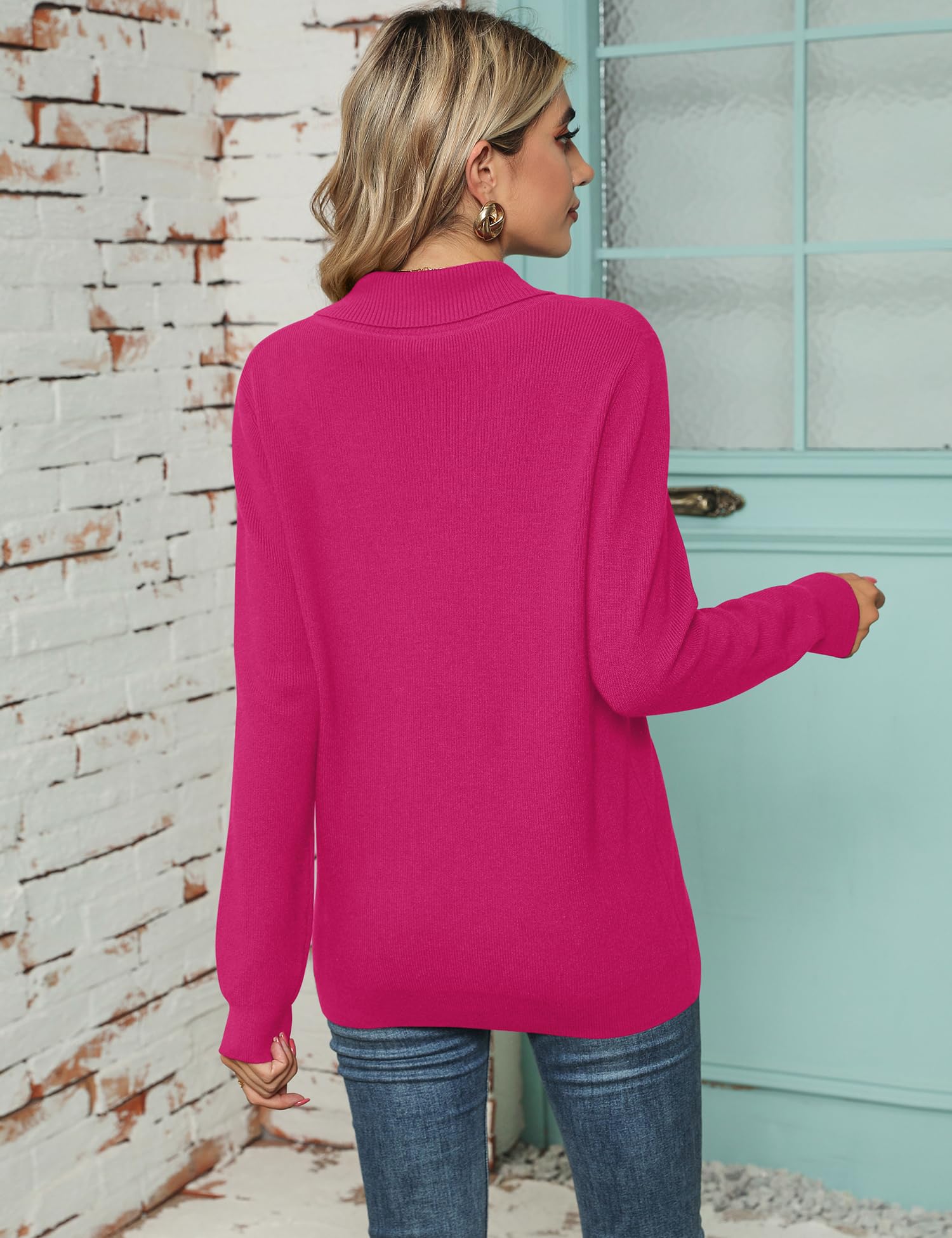 Ivicoer Sweater for Women Collared V Neck Pullover Ladies Knitted Long Sleeve Tops Casual Fall Winter Trendy