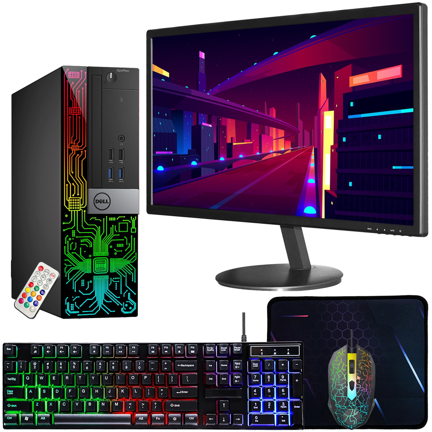 Dell OptiPlex 5050 Desktop Computers with 24 inch Monitor PC Bundle, 16GB DDR4 Ram 512GB M.2 NVMe SSD, WiFi, Bluetooth, i5-6500 3.2GHz, HDMI, Windows 10 Pro (Renewed)