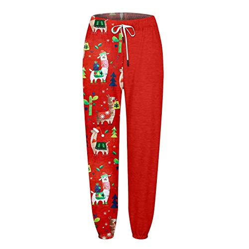 Womens Cargo Sweatpants,High Waisted Sweatpants for Women Christmas Print Elastic Waisted Workout Jogging Drawstring Casual Baggy Workout Pants Santa Claus Graphic Print U XL