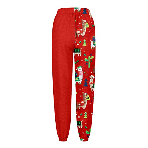 Womens Cargo Sweatpants,High Waisted Sweatpants for Women Christmas Print Elastic Waisted Workout Jogging Drawstring Casual Baggy Workout Pants Santa Claus Graphic Print U XL