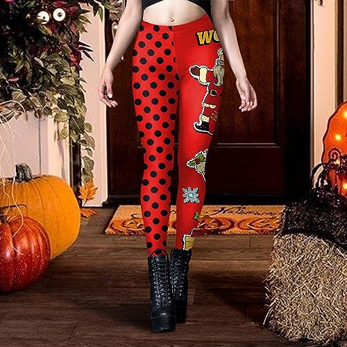Women's Sweatpants,High Waisted Sweatpants for Women Xmas Print Elastic Waisted Workout Active Joggers Drawstring Plus Size Lounge Bottoms Elk Graphic Print Red XL