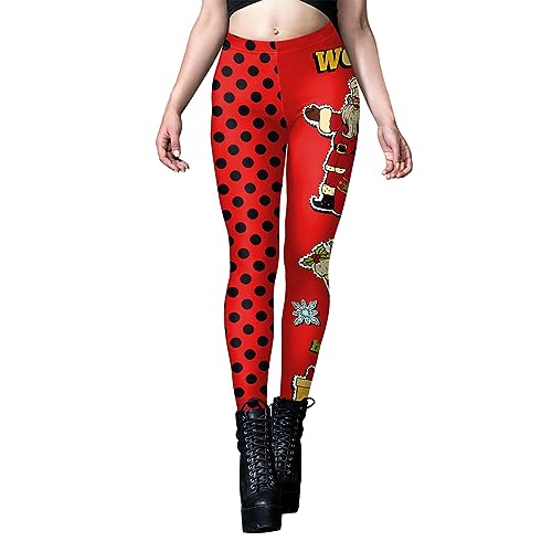 Women's Sweatpants,High Waisted Sweatpants for Women Xmas Print Elastic Waisted Workout Active Joggers Drawstring Plus Size Lounge Bottoms Elk Graphic Print Red XL