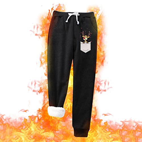 Low Rise Sweatpants,Womens Sweatpants with Pockets Christmas Print Elastic Waisted Workout Active Joggers Drawstring Casual Baggy Workout Pants Santa Claus Graphic Print Black XL